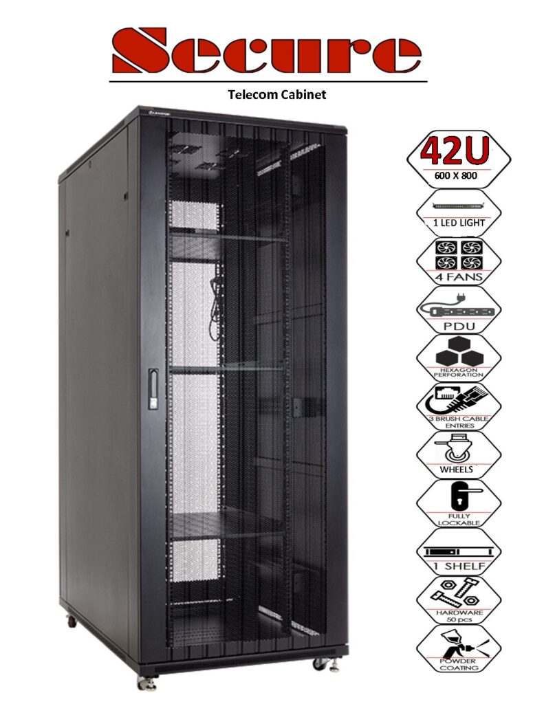 Secure Rack 42U 600X800 Perforated Doors - Alyaf Al Tawasul Co.